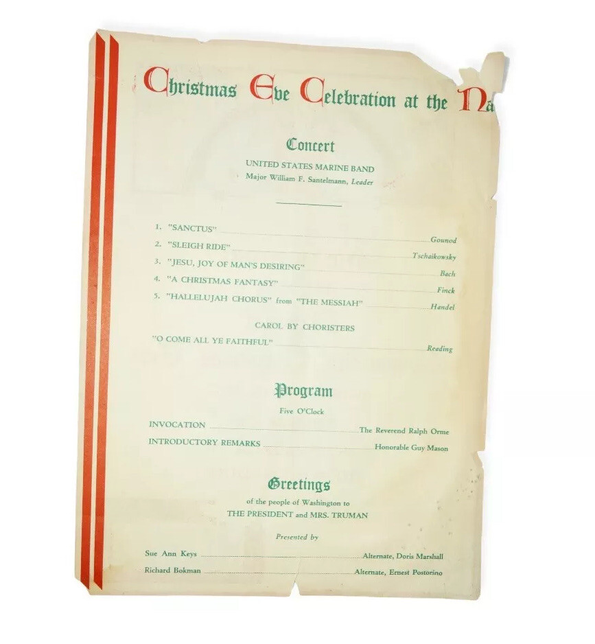 1948 Harry S. Truman White House The Lighting National Christmas Tree ...