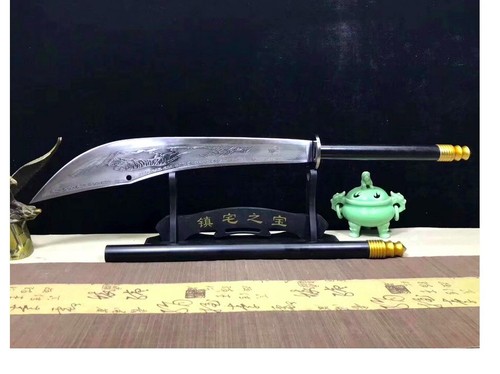 Chinese Guandao Yu Weapon Moon Broadsword Short Sword Polearm Blade ...