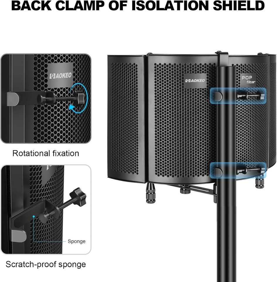 Professional Studio Recording Microphone Isolation Shield, Pop Filter ...