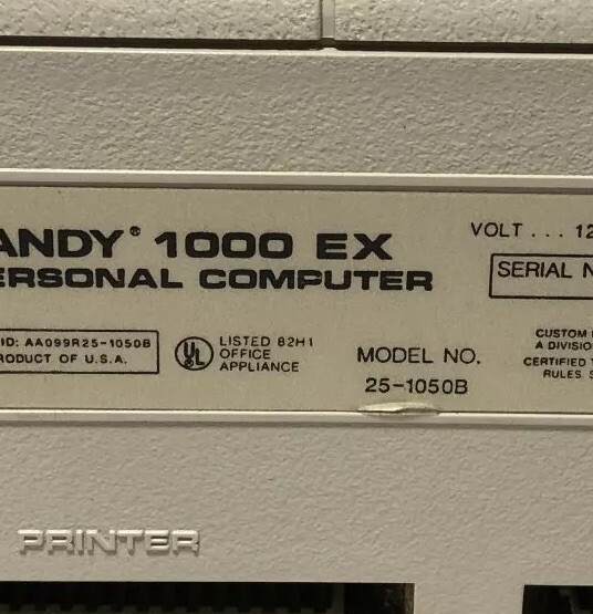 Tandy 1000 EX 25-1050B Personal Computer Clean - Powers On UNTESTED ...