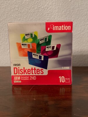VTG Imation 1.44MB 3.5 Inch Neon Diskettes - IBM Formatted 2HD , 10 ...