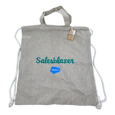 Salesforce Salesblazer Recycled Cotton Cinch Bag Backpack Tote Reusable ...