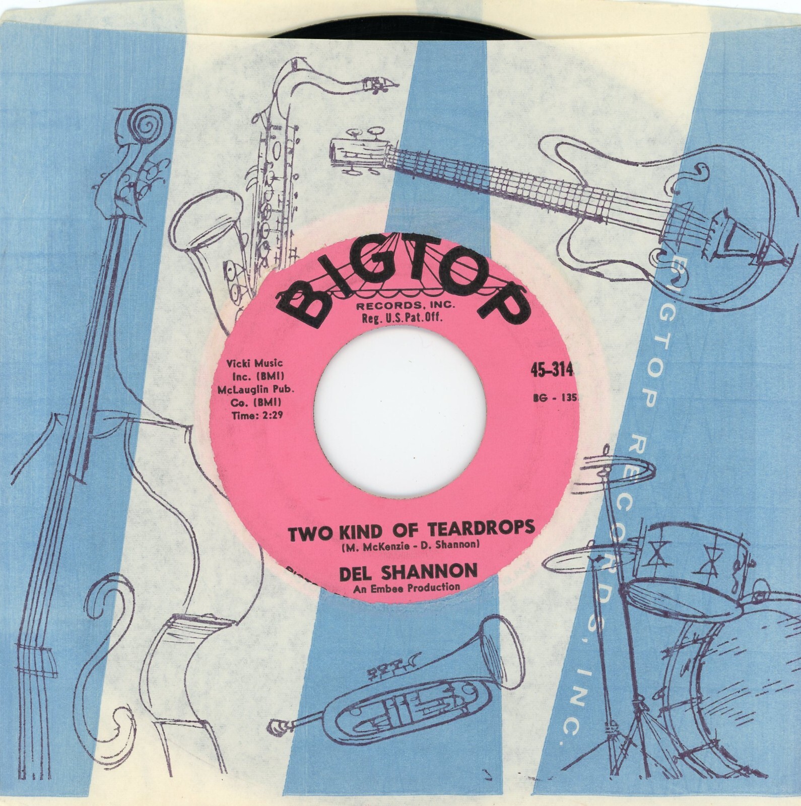 Del Shannon, Two Types of Teardrops/ Kelly , Bigtop 45-3143 | eBay