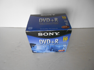 Sony DVD + R 10-Pack Discs w/Cases 120Min 4.7 GB 1-8X Blank DVDs New ...