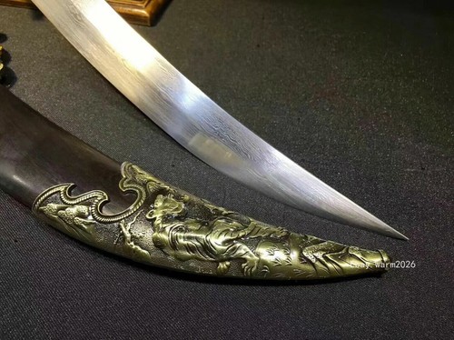 Ebony SAYA Mongolian Machete Saber Sword Scimitar Folded Steel Tigers ...