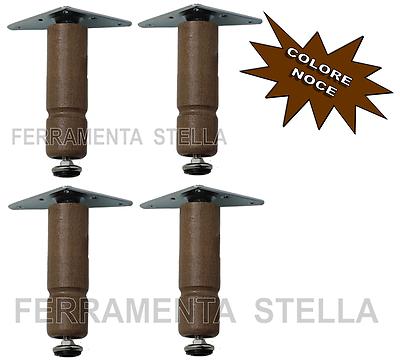 4 PZ PIEDINI PIEDI GAMBE LEGNO NOCE CON PIASTRA PER MOBILI MOBILE ...