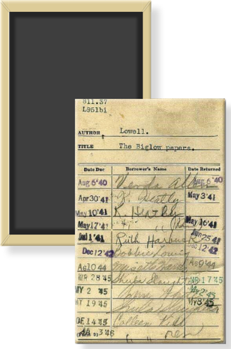 Vintage Library Book Due Date Borrowing Card Image Refrigerator Magnet ...