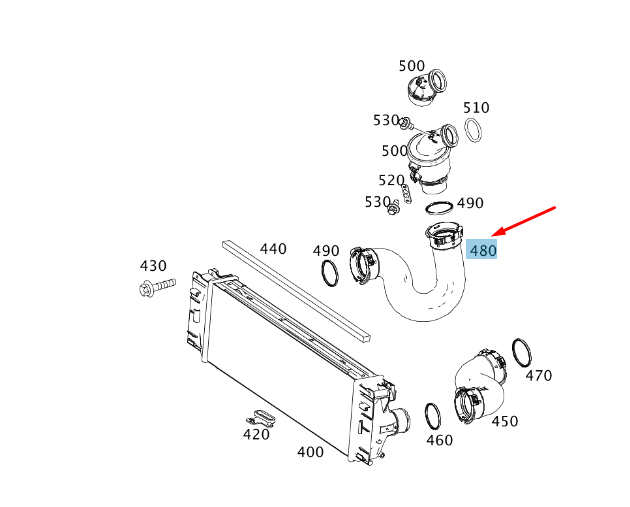 MERCEDES-BENZ SPRINTER W906 RIGHT CHARGE AIR HOSE A9065285182 GENUINE ...