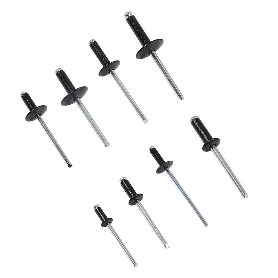 200Pcs 8-16mm Assorted Black Pop Rivets Rivet Ord & Wide Flange ...