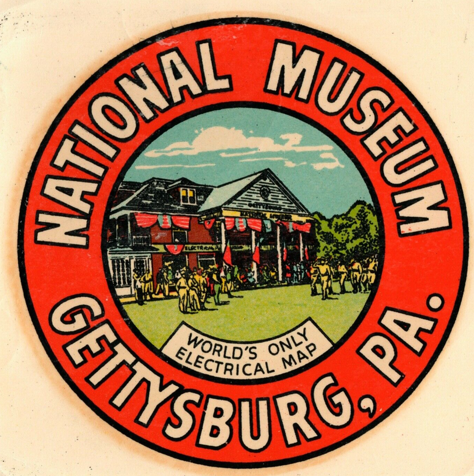 Vintage 1950's-60's National Museum Gettysburg PA Luggage/Auto Decal ...