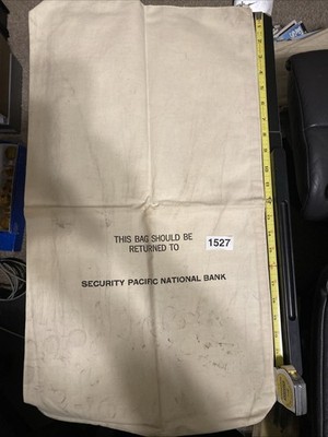 Security Pacific National Bank Money Bag Cloth Canvas Vintage | eBay