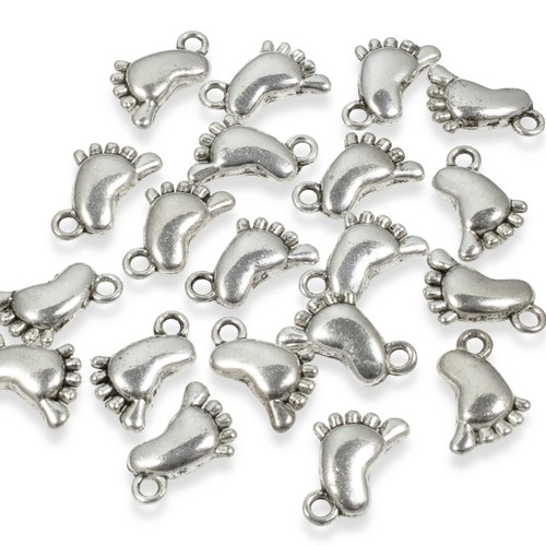 20 Silver Barefoot Charms - Metal Baby Feet - Tiny Foot Charm - New Mom ...