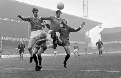John Hurst And Brian Labone Of Everton In Action Old Photo | eBay