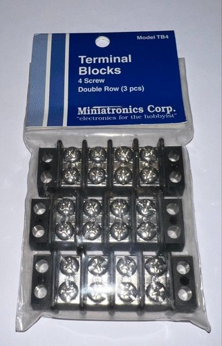 MINIATRONICS CORP Model TB4 Terminal Blocks 4 Screw Double Row Bag Of 3 ...