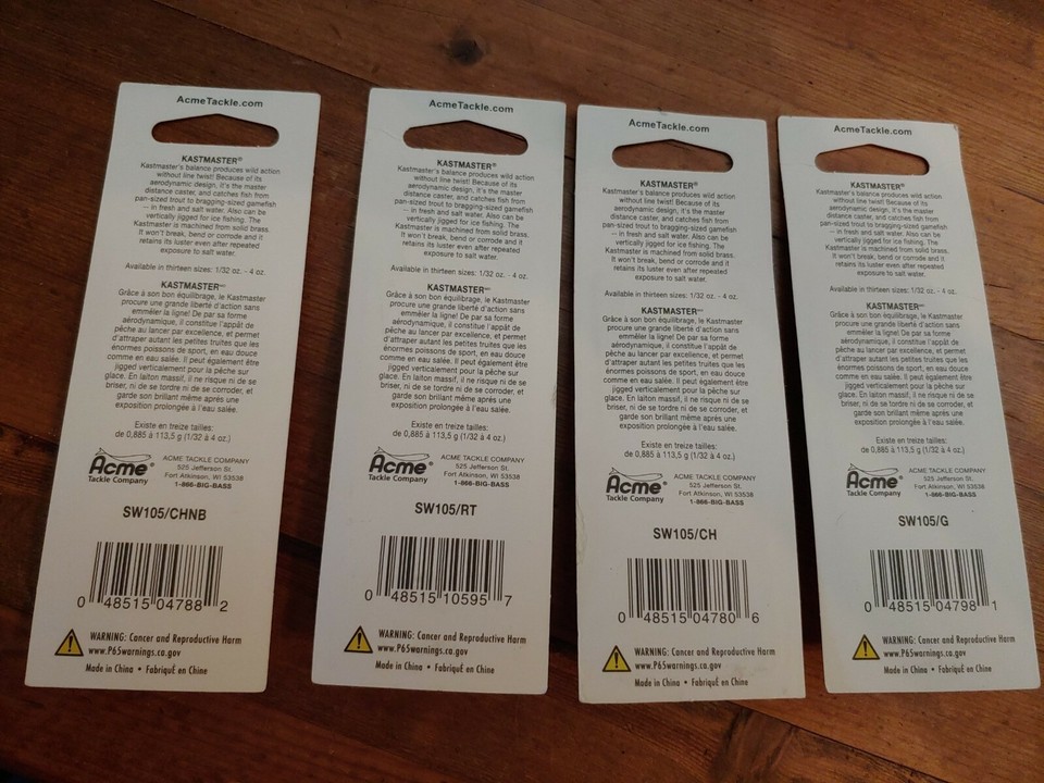 Acme SW-105 4 pack Mixed Kastmaster Spoon 1/8 oz 3.5 g trout see pics ...
