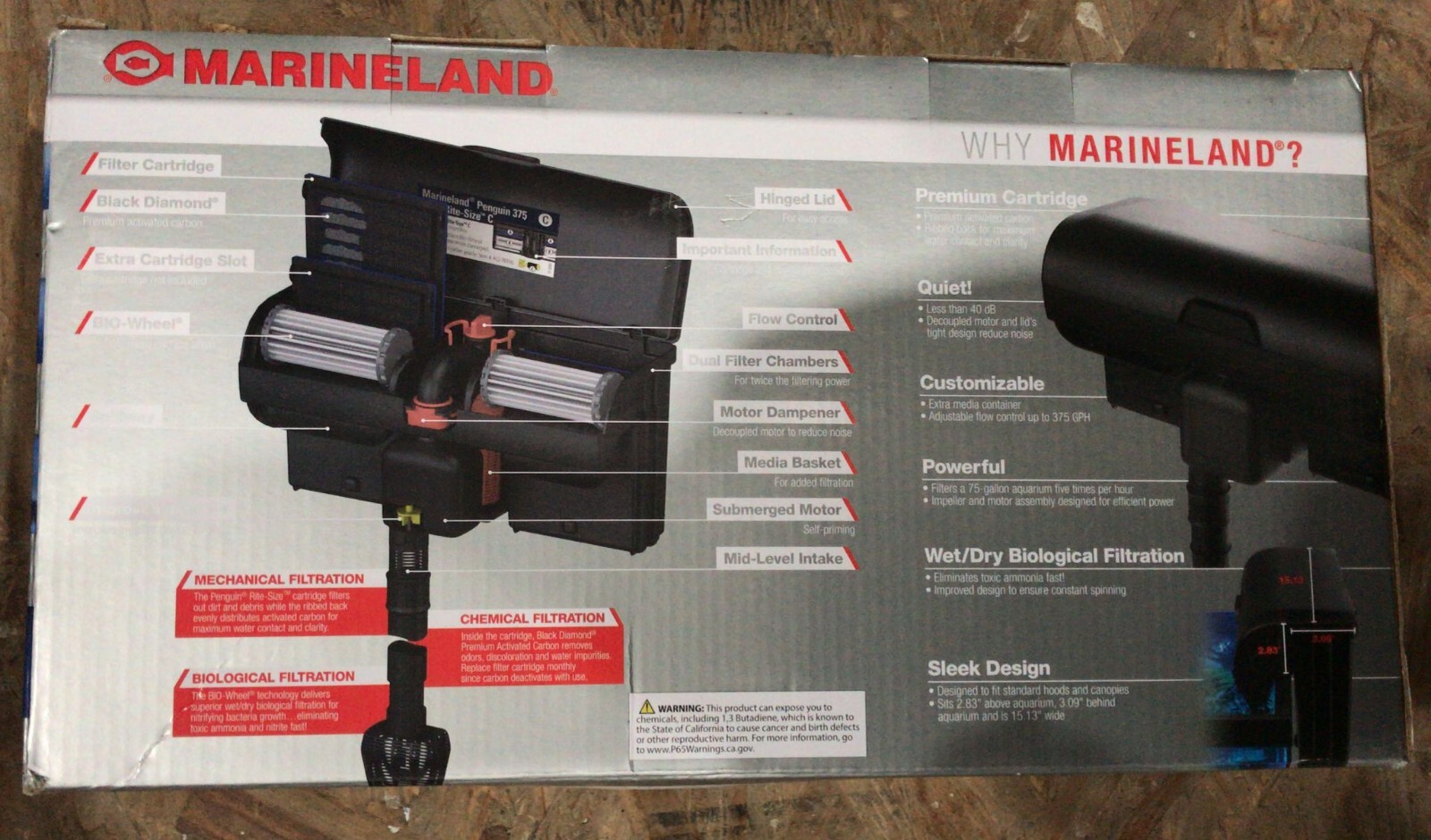 Marineland Penguin Pro 375 Aquarium Power Filter up to 75 Gallons for ...