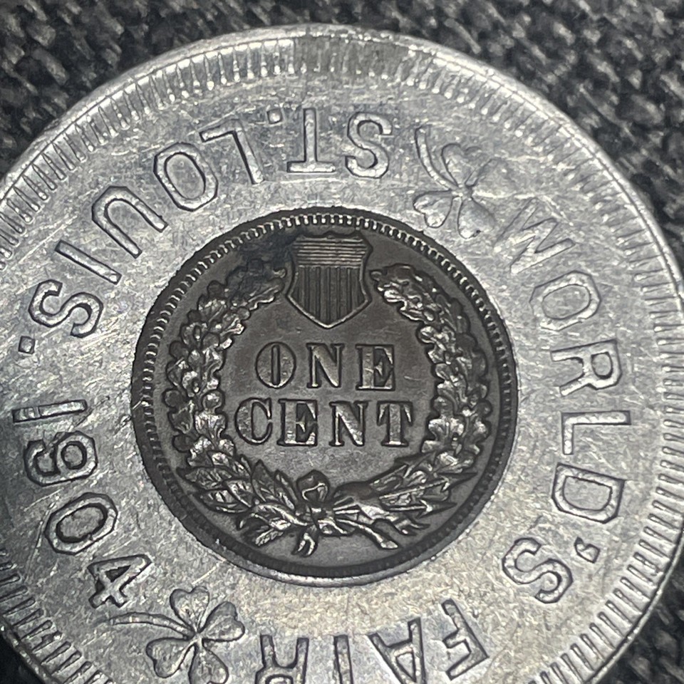1901 Pan-Am Expo Encased Lucky Penny Souvenir Pocket Piece & 1904 ...