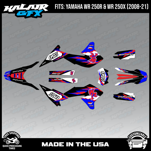 Graphics Kit for YAMAHA WR250X WR250R (2008-2021) Vintage Series - Red ...