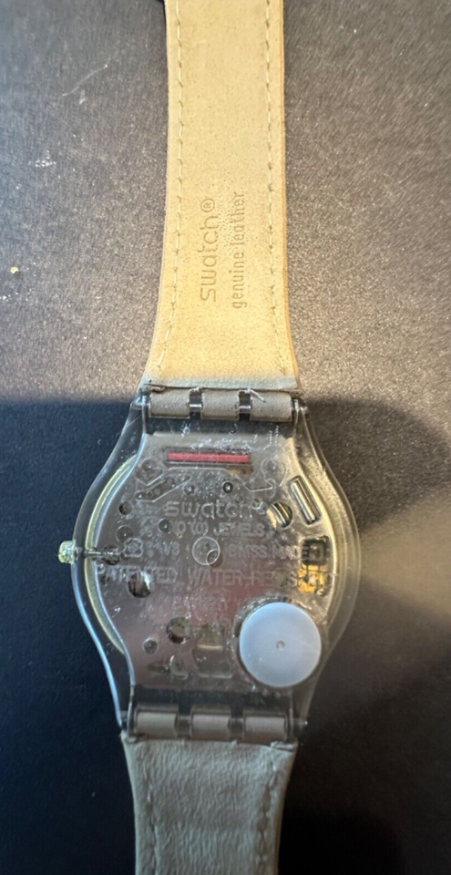 Vintage ultra THIN Skin Desert SWATCH AG 1999 watch, beige band, clear ...