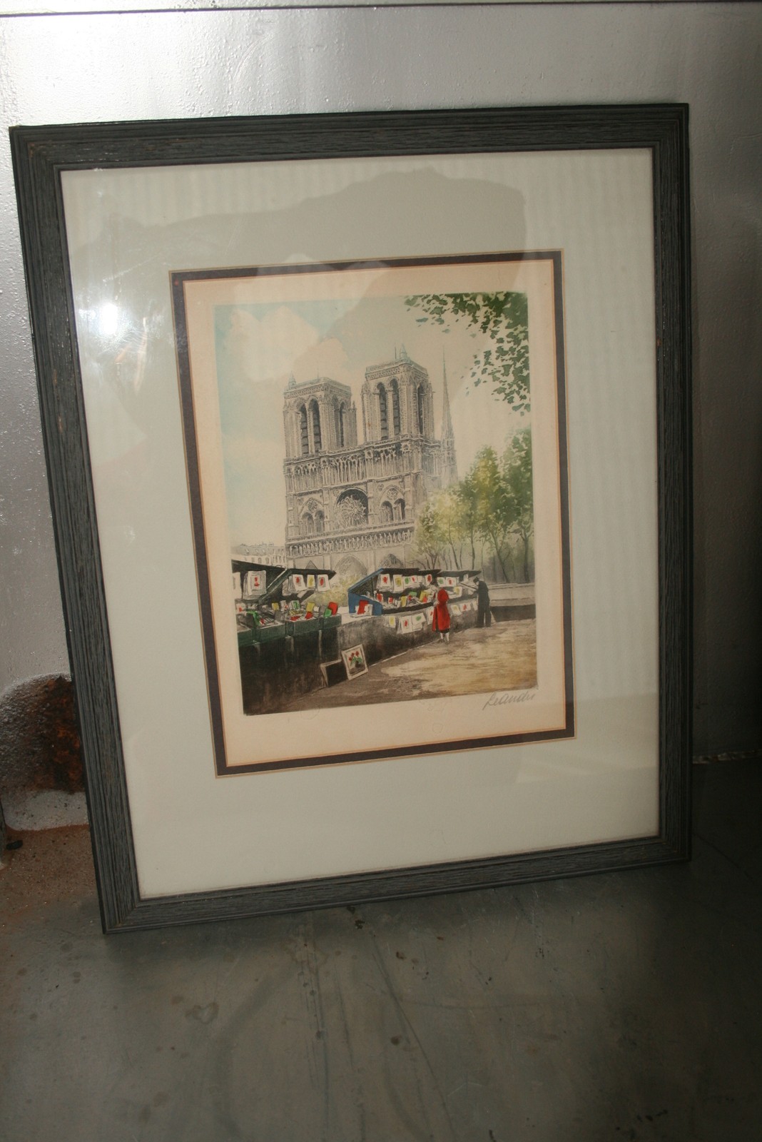 Signed Leandri Notre Dame Hand Coloured Painting Art Drawing/Etching ...