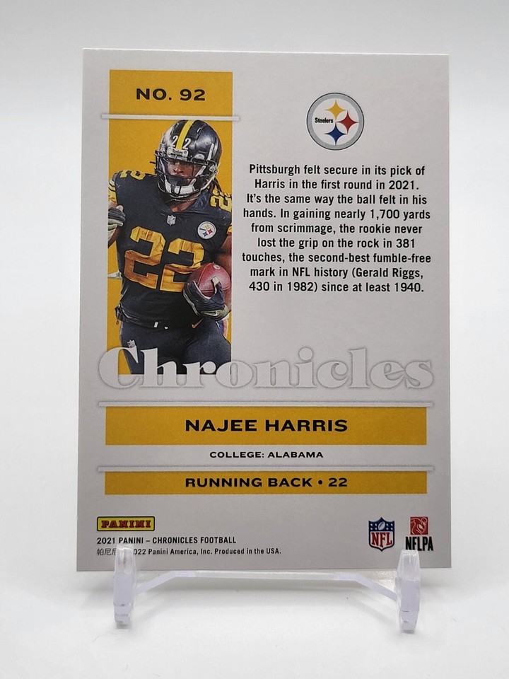 Najee Harris ROOKIE CARD 2021 Panini Chronicles #92 Pittsburgh Steelers ...