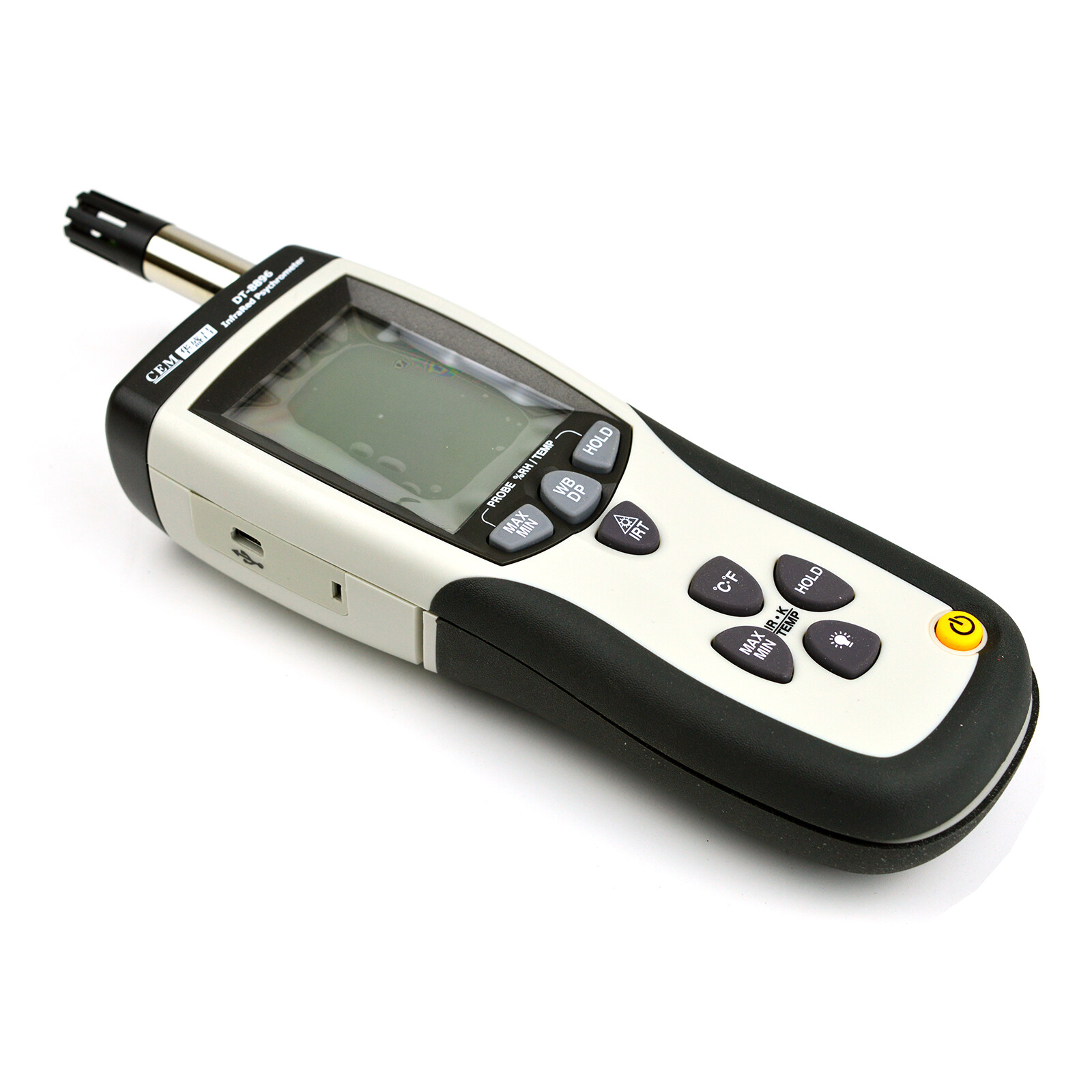 CEM DT-8896 Psychrometer with InfraRed Thermometer Triple Digital LCD ...