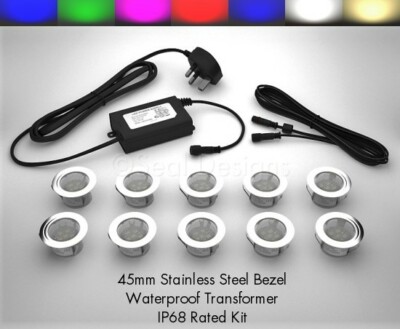 10 x 45mm LED Lights Deck/Decking/Plinth/Kickboard/Recessed/Kitchen - 7 ...