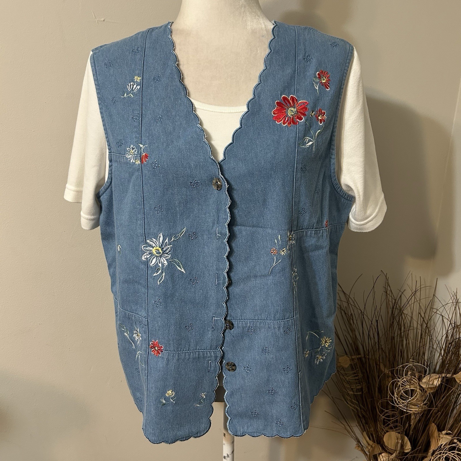 CRICKET LANE COLLECTION FLORAL EMBROIDERY BLUE DENIM … - Gem