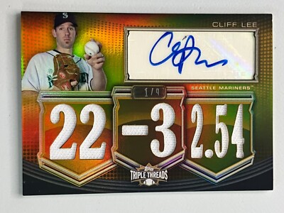 2010 Topps Triple Threads CLIFF LEE Game Used Relic Auto Gold 1/9 ...