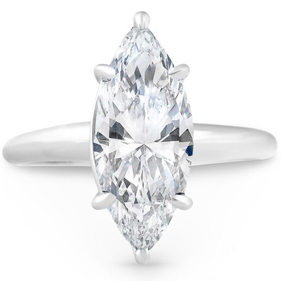 3 ct Marquise Shape Diamond Solitaire Engagement Ring 14k White Gold ...