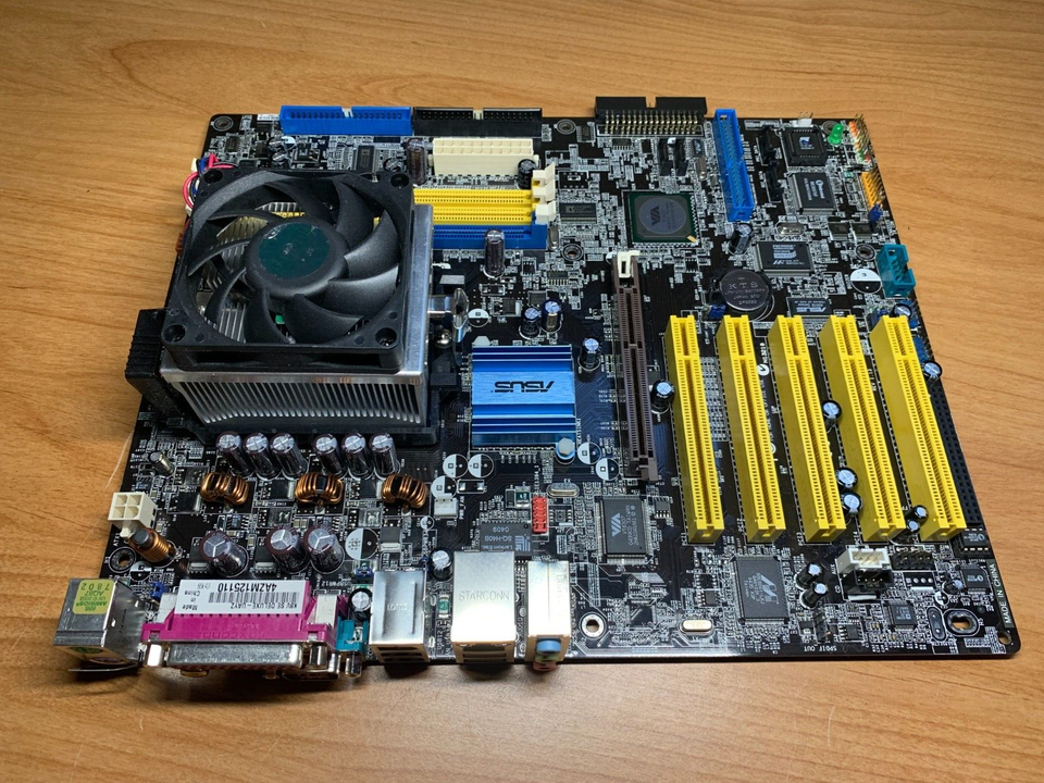 ASUS K8V SE Deluxe ATX Motherboard AMD 754 Socket w AMD CPU & Heatsink ...
