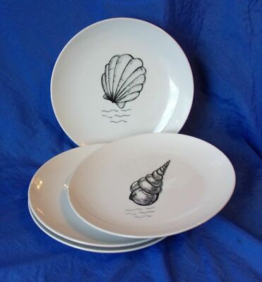 Siaki Brand Seashell Motif 7.75" Ceramic Plates Set of 4 SALT LIFE | eBay