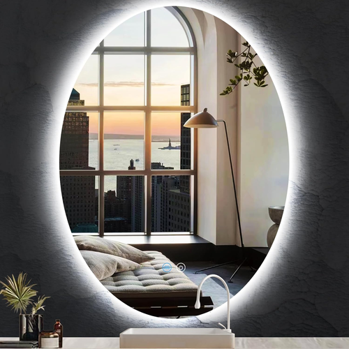 Lighted Fogless Oval Bathroom Mirror, 23.6x31.5in, Adjustable, 3 Colors ...