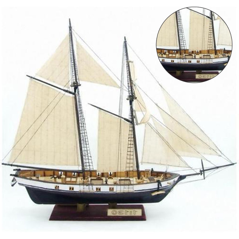 1:130 Halcon Wooden Sailing Boat Model DIY Kit Ship Assembly Decoration ...