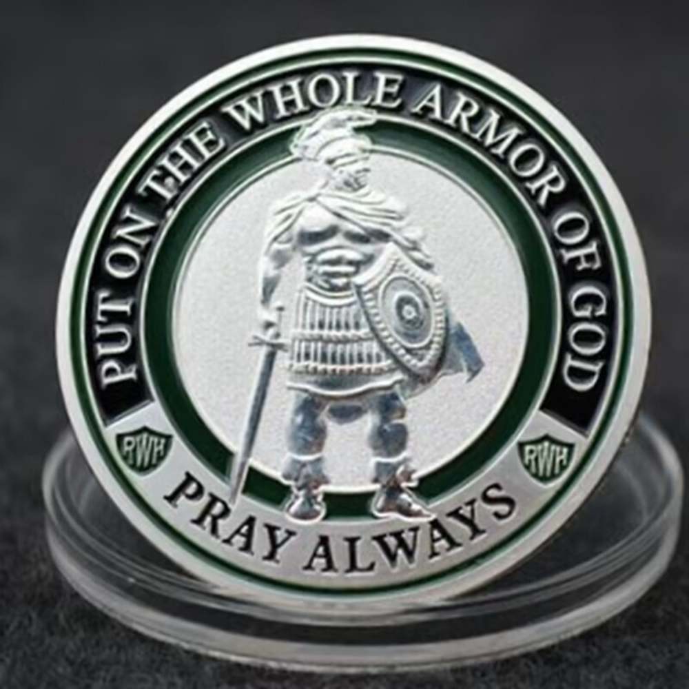50PC Put On the Whole Armor Of God Commemorative Challenge Coin Silver ...