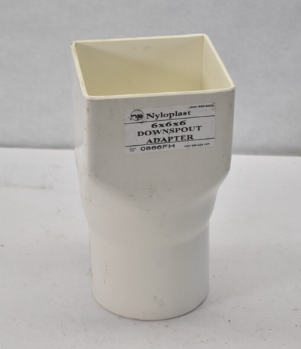 NyloPlast Downspout Adapter 6 x 6 x 6 White PVC Durability ADS Pipe ...