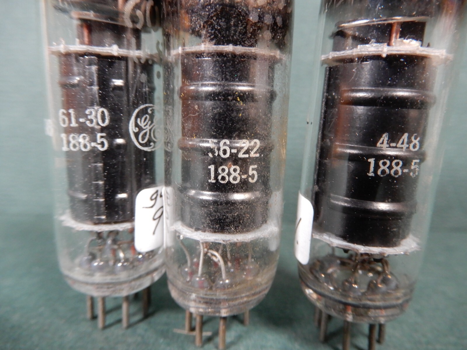 GE Black Plate 6005 6AQ5w Vacuum Tubes (3) Amplitrex Tested 99% 95% 92% ...