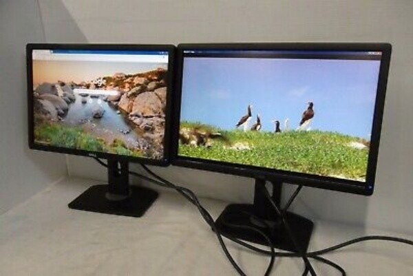 Dual Dell HP LCD Widescreen Monitor FHD 1080p Stand Cable 22" 23" 20 ...