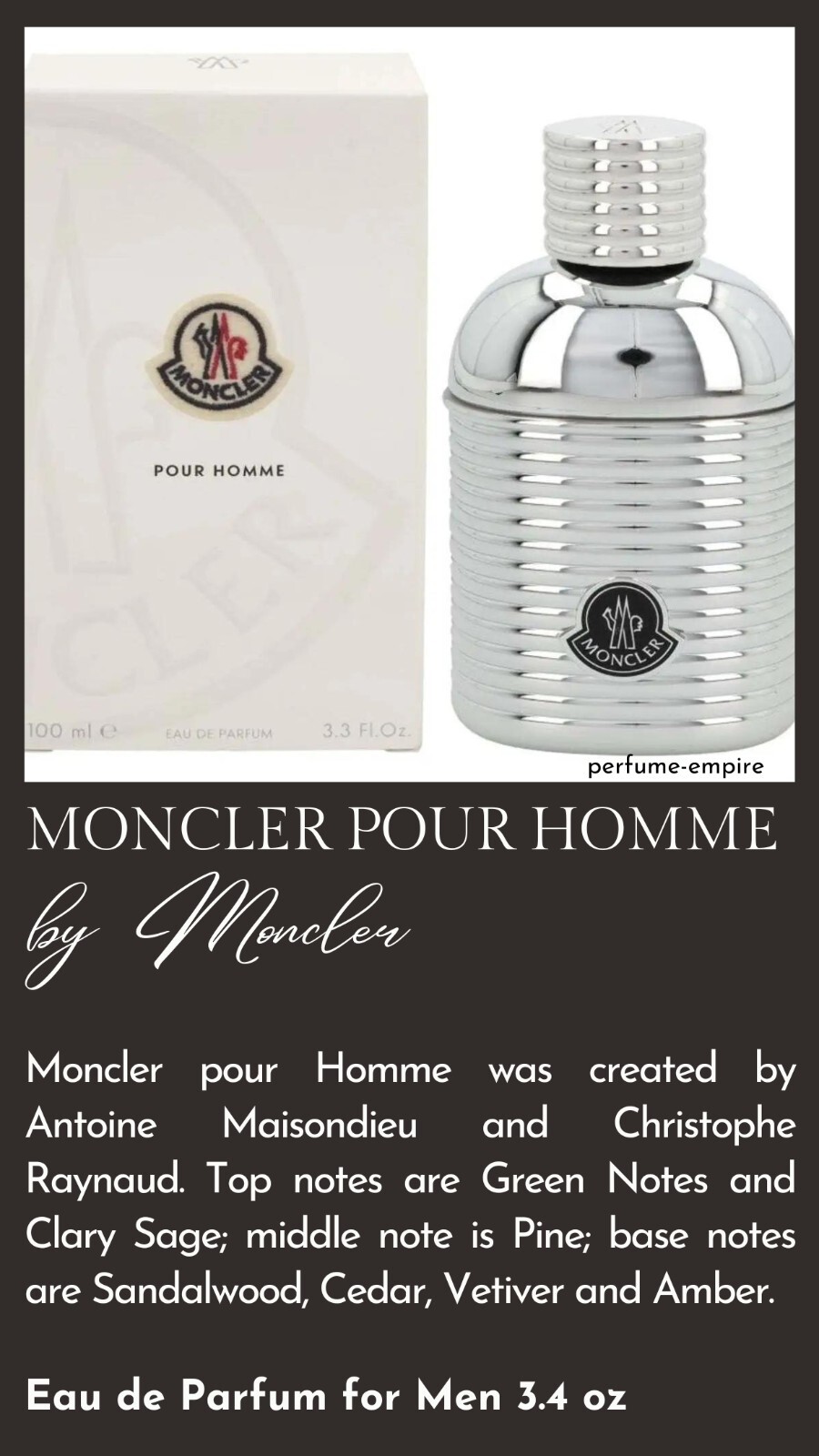 Moncler Pour Homme by Moncler cologne EDP 3.3 / 3.4 oz New in Box | eBay
