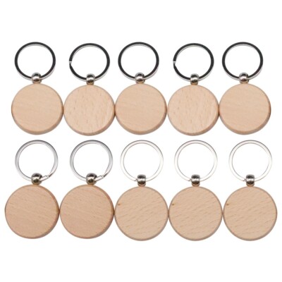 20Pcs Round Blank Wood Keychain Custom Wood Key Chains Key Tags ...