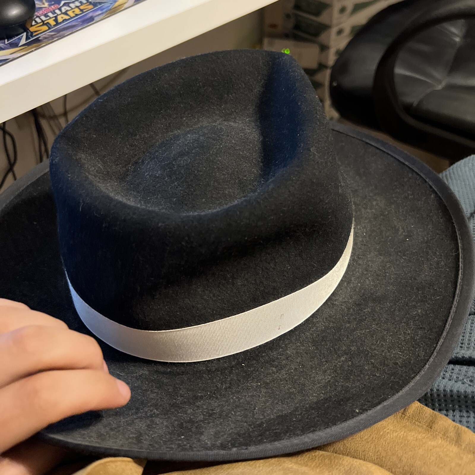 HXC Black Hat White Band Felt Size X-Large Fedora Cowboy Hat | eBay