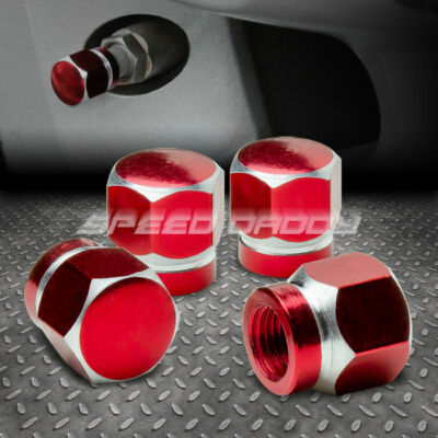 4X ALUMINUM HEXAGONAL TIRE/RIM VALVE/WHEEL AIR PORT DUST COVER STEM CAP ...