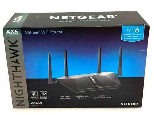 NEW SEALED! NETGEAR RAX45-100CNS NIGHTHAWK AX6 6-STREAM AX4300 WIFI 6 ...