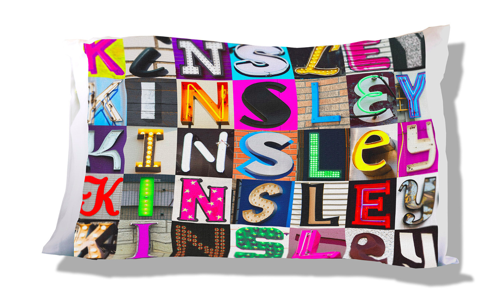KINSLEY Personalized Pillowcase featuring the name in photos of sign ...