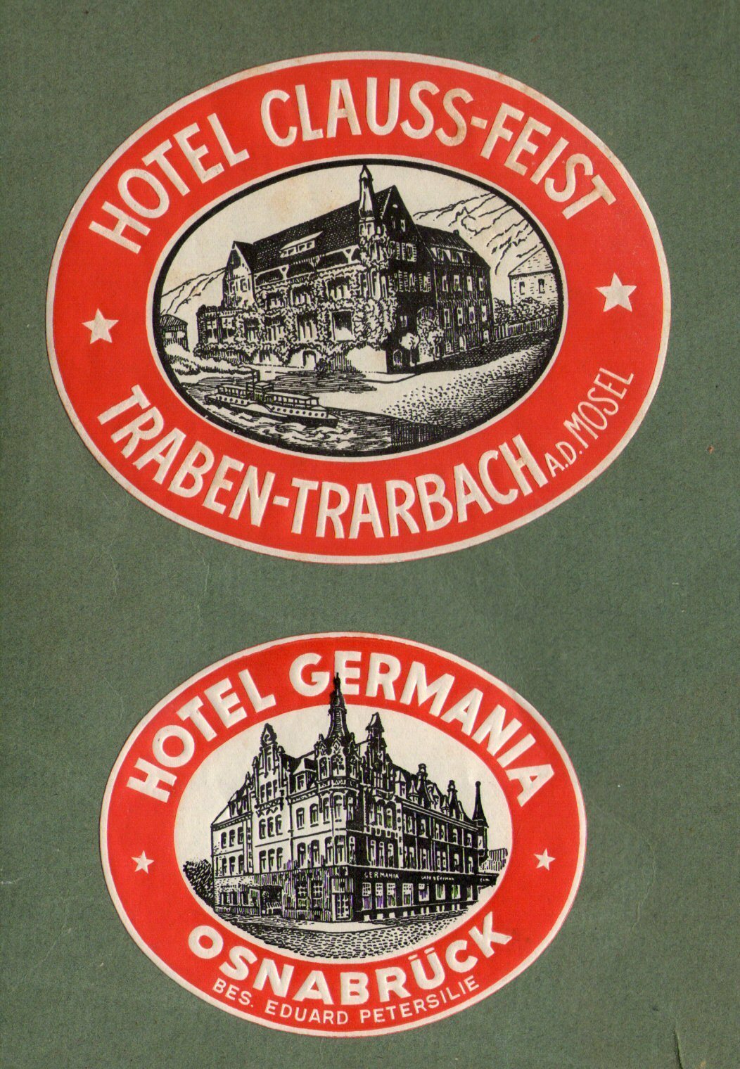2 different rare Hotel luggage labels Kofferaufkleber Germany see scans ...