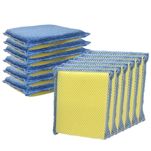 Products Microfiber Terry & Nylon Net Sponge Scrubber Pad, 5” X 3.5” X ...