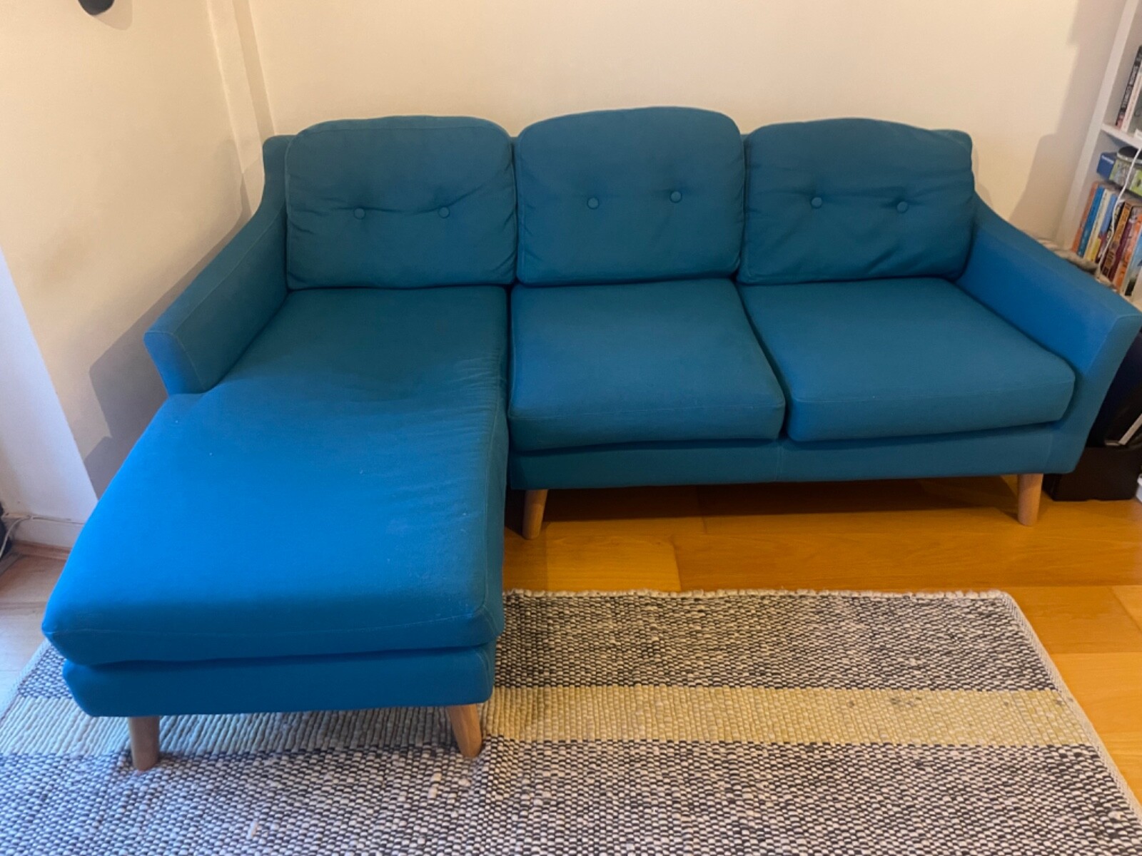 made-left-hand-facing-rufus-sofa-azure-blue-vgc-ebay