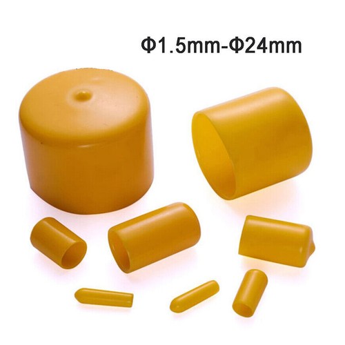 Φ1.5mm-24mm Yellow End Cap Rod Bar Screws Vinyl Rubber Plastic Thread ...