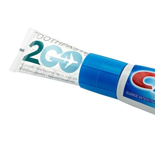 Toothpaste 2 Go Travel Refill Transfer Triple Pack 3 Tubes Adapter TSA ...