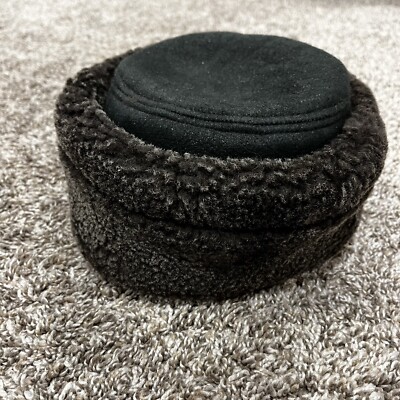 Frr Hat Black Size Medium Gray Sherpa Sherling Fur | eBay